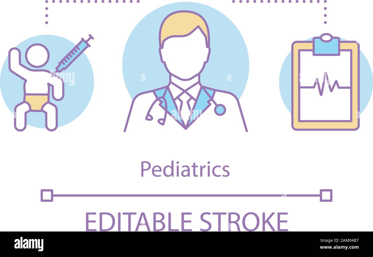 Pediatrics concept icon. Childcare service. Pediatrician with ...