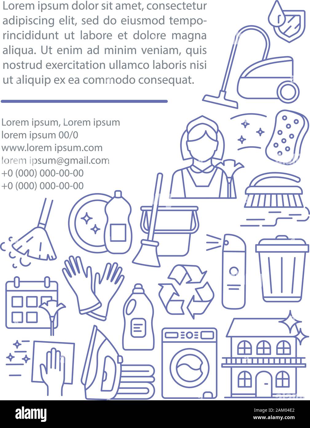 Cleaning service article page vector template. Vacuuming and ironing ...