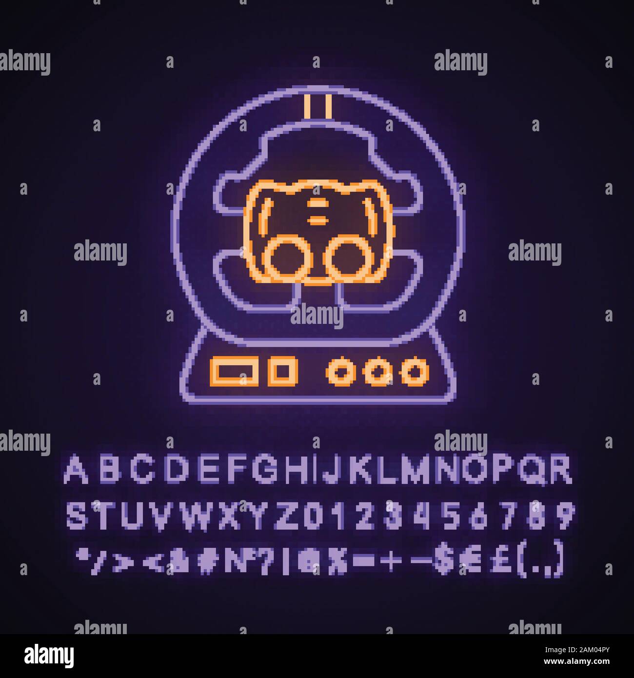 Gaming accessory neon light icon. PC steering wheel. Esports device ...