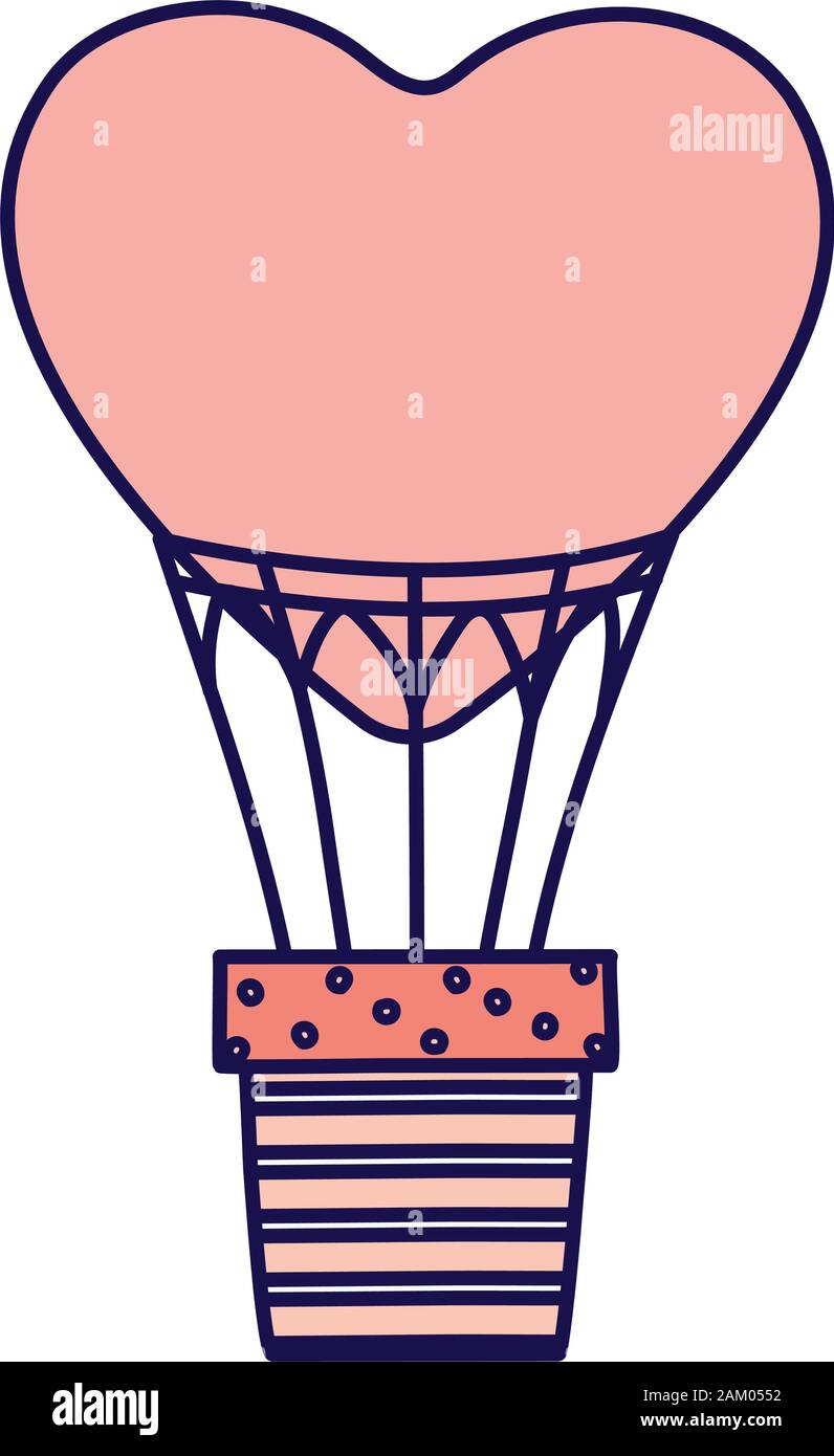 happy valentines day hot air balloon shaped heart decoration vector ...