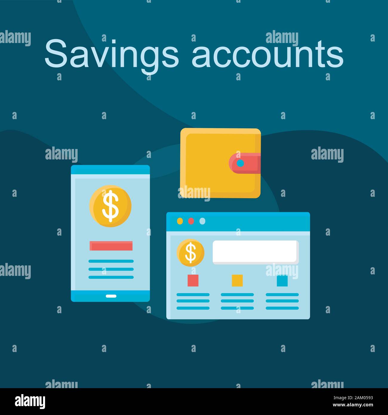 Internet banking flat concept vector icon. Savings accounts idea ...