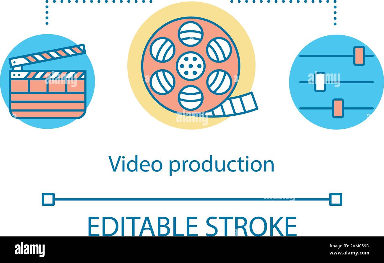 Video production concept icon. Film making idea thin line illustration ...