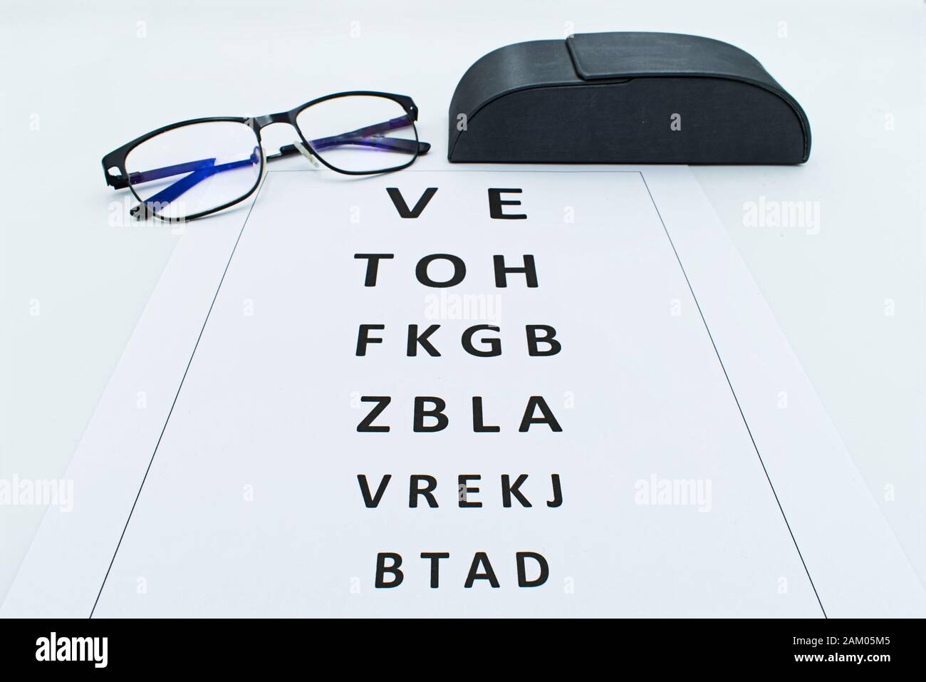 Checking vision table with glasses. Ophthalmologist accessories ...