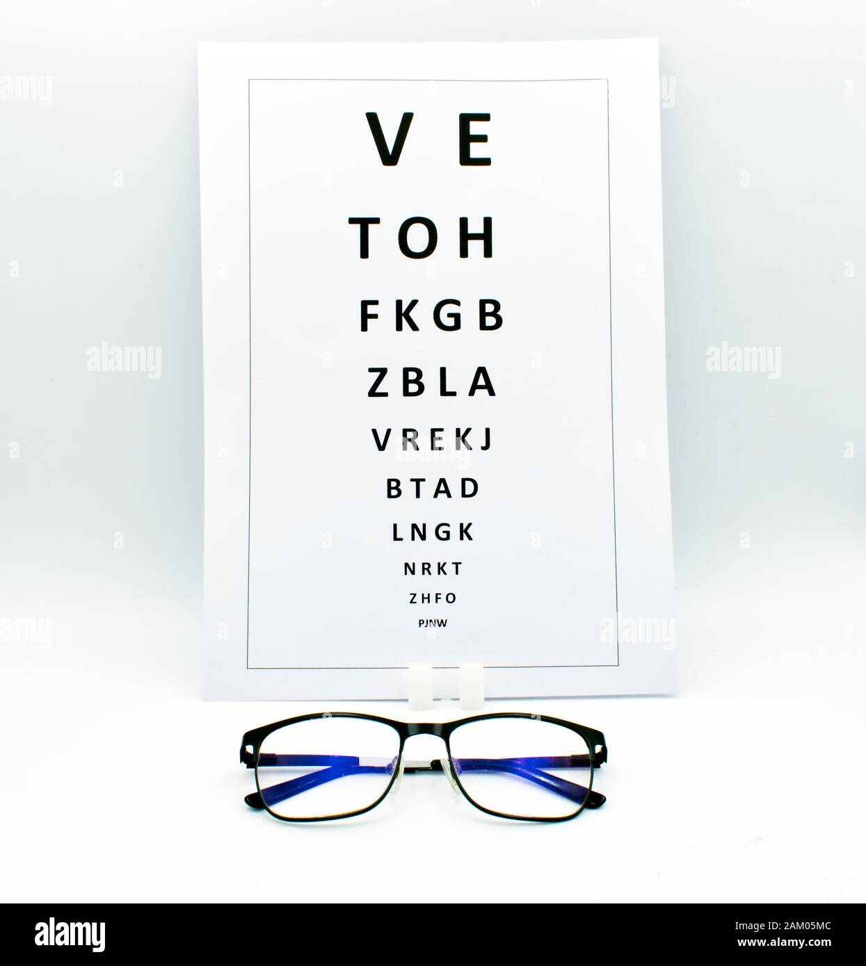Checking vision table with glasses. Ophthalmologist accessories ...