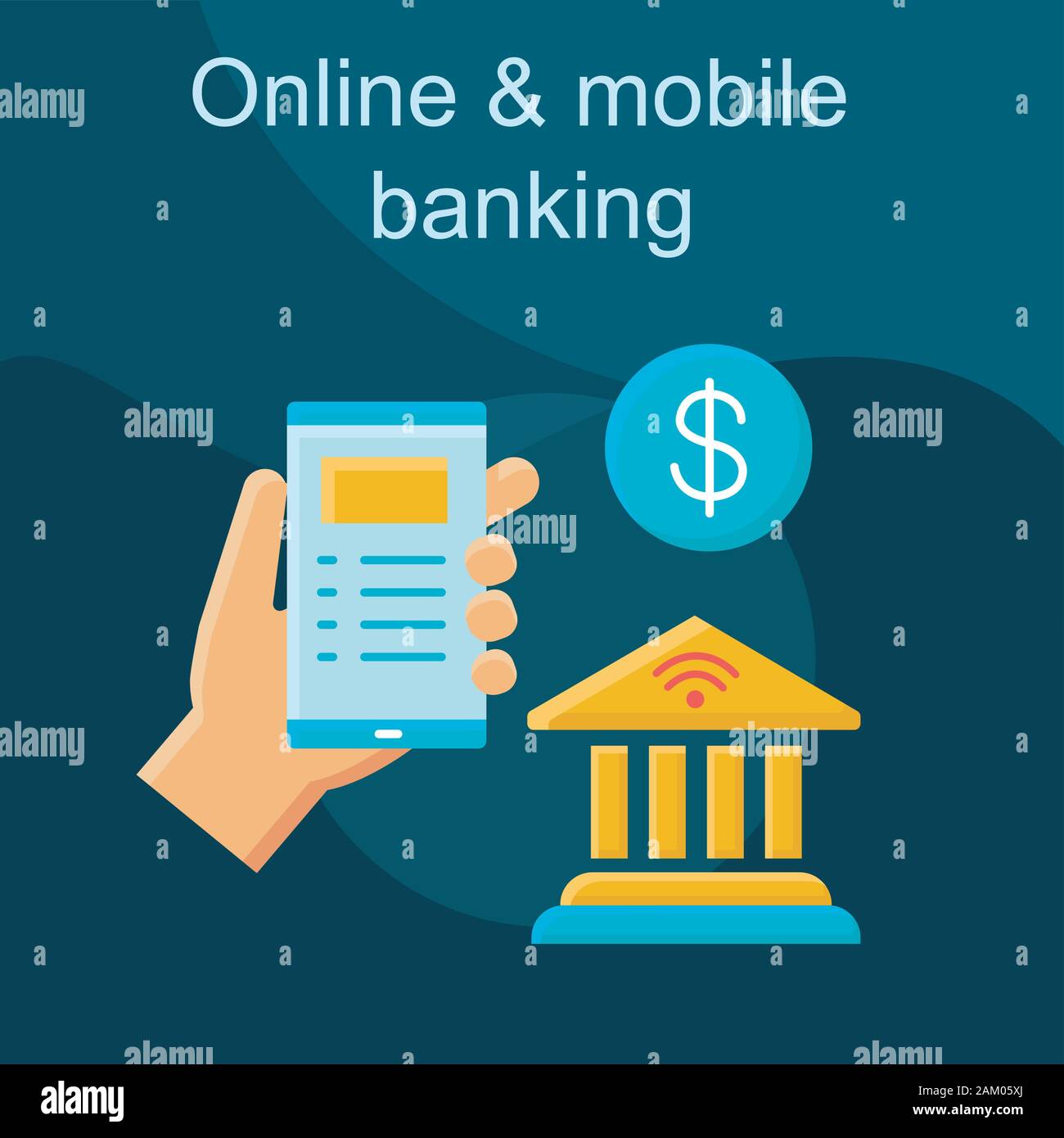 Cartoon Online Banking Online Banking Flat Vector Illustrations Set.