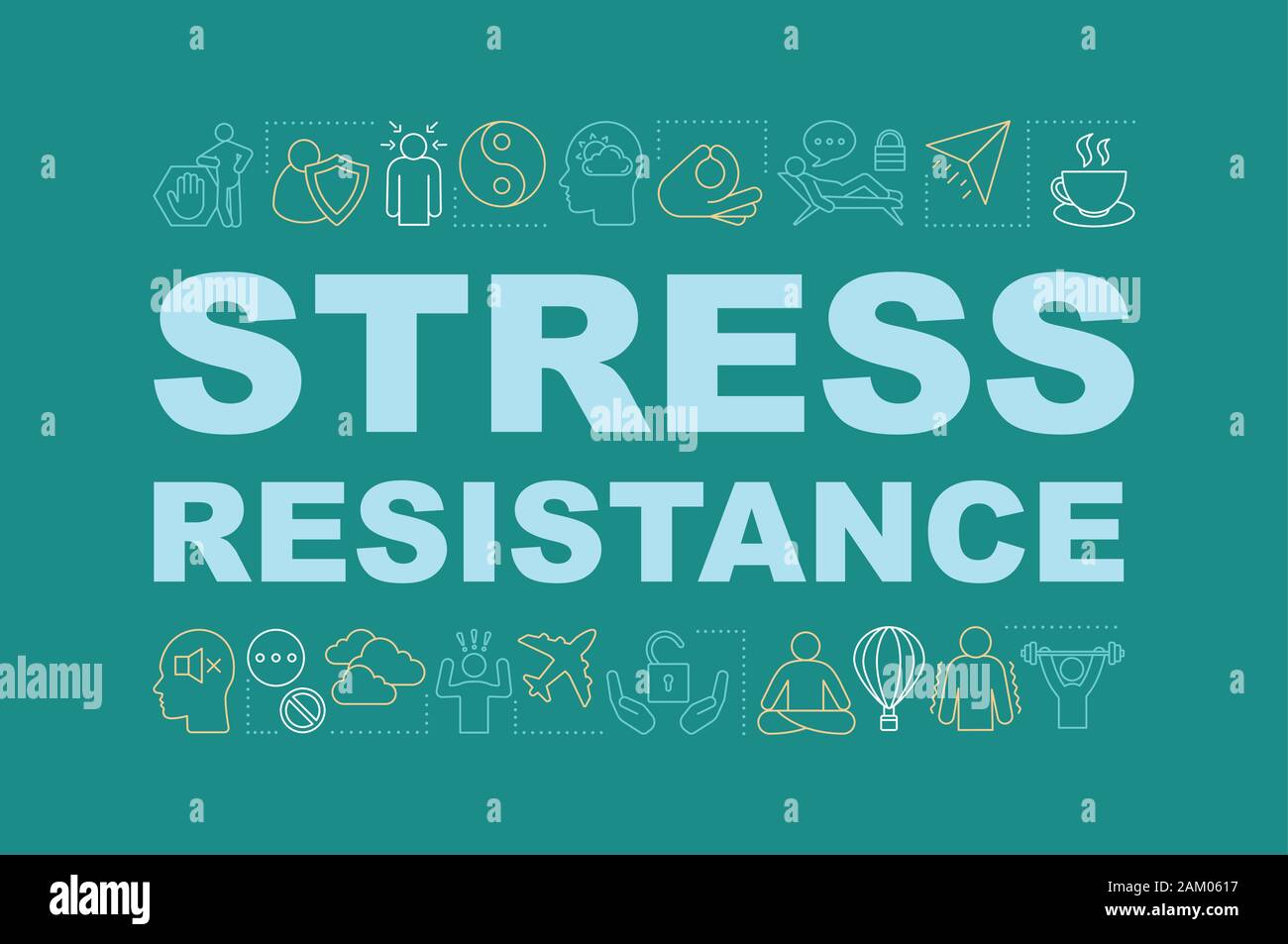 Stress resistance word concepts banner. Calming and relaxing. Anxiety ...