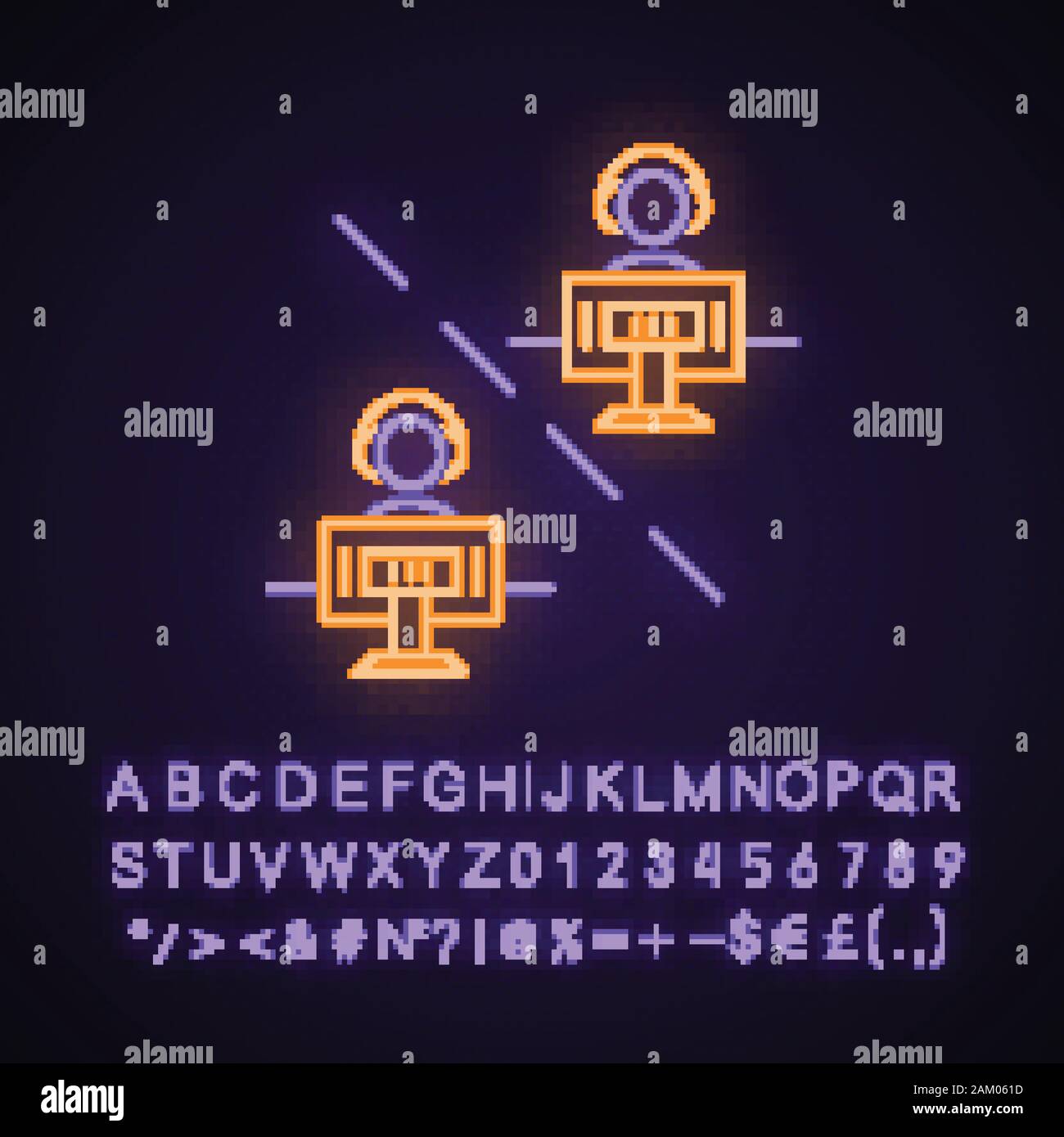 Multiplayer video game neon light icon. Esports competition. Networking ...