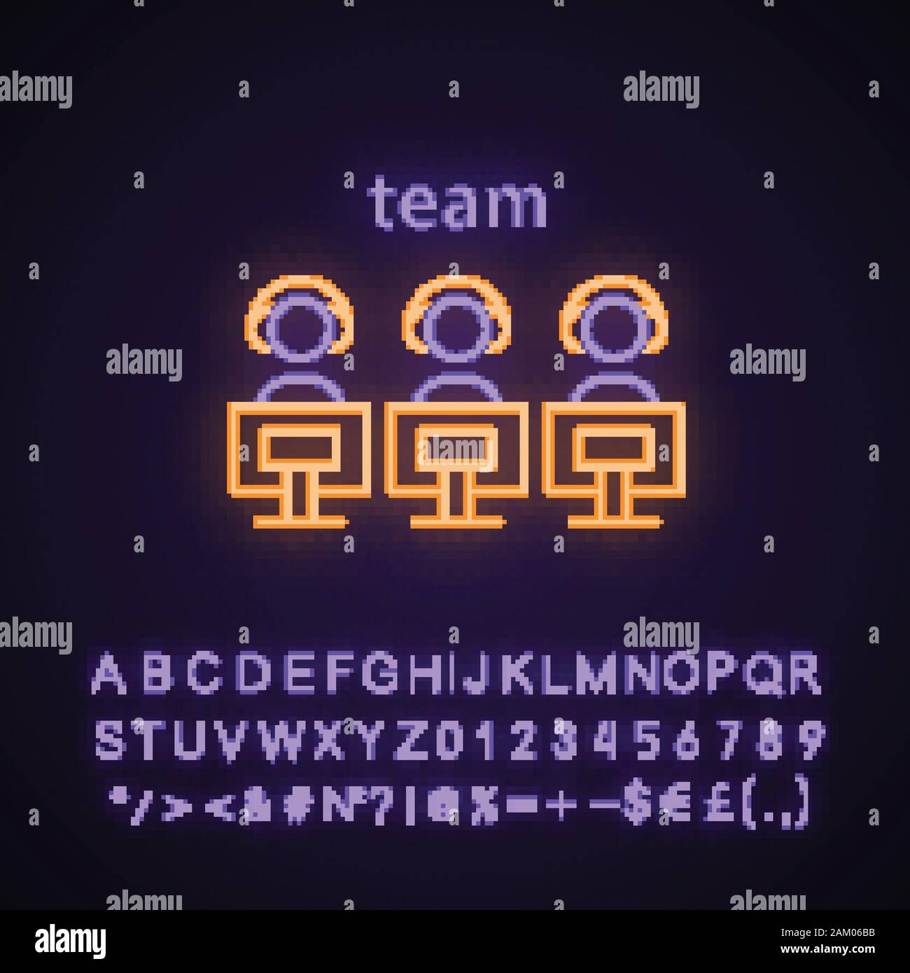 Esports team neon light icon. Gamers group. Teamwork. Command for ...