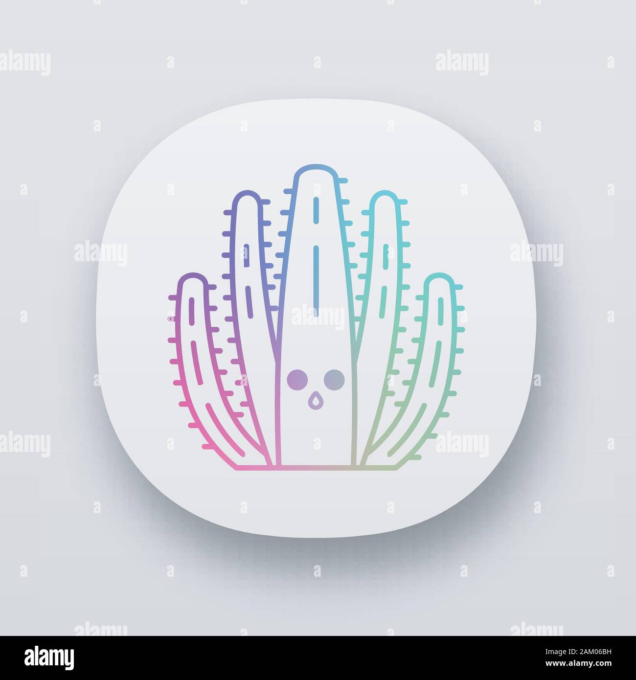 Organ pipe cactus app icon. Cactus with hushed face. Wild Pitahaya ...