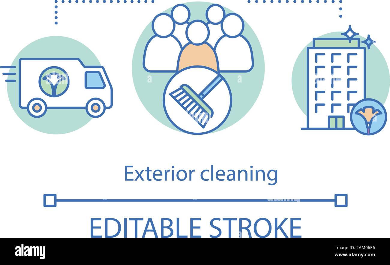 Exterior cleaning concept icon. Additional cleanup service idea thin ...