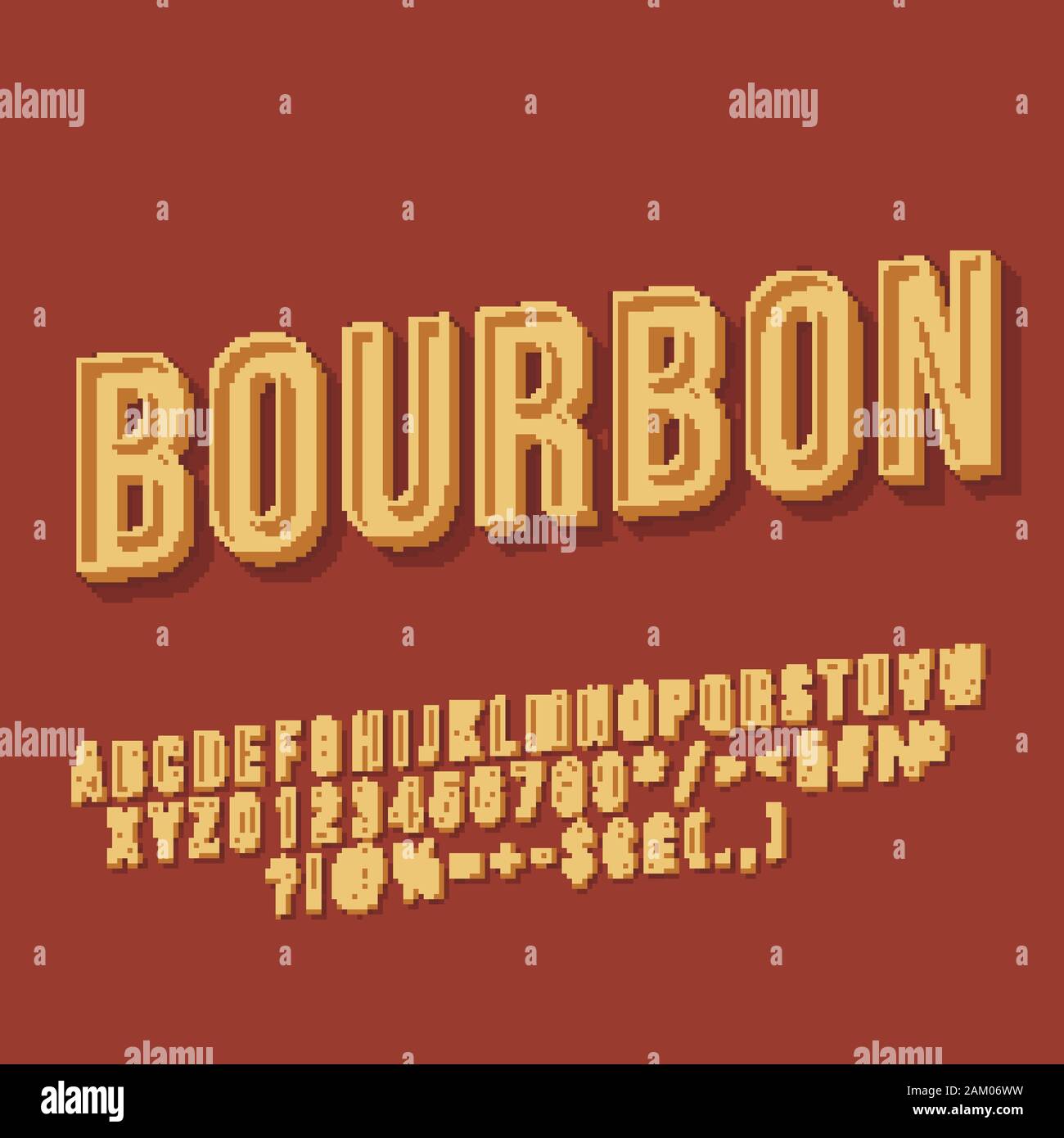 Bourbon vintage 3d vector lettering. Retro bold font. Pop art stylized ...
