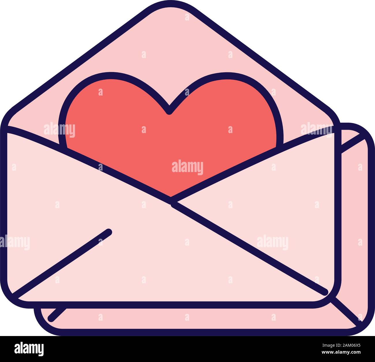 happy valentines day open envelope heart love messsage vector ...