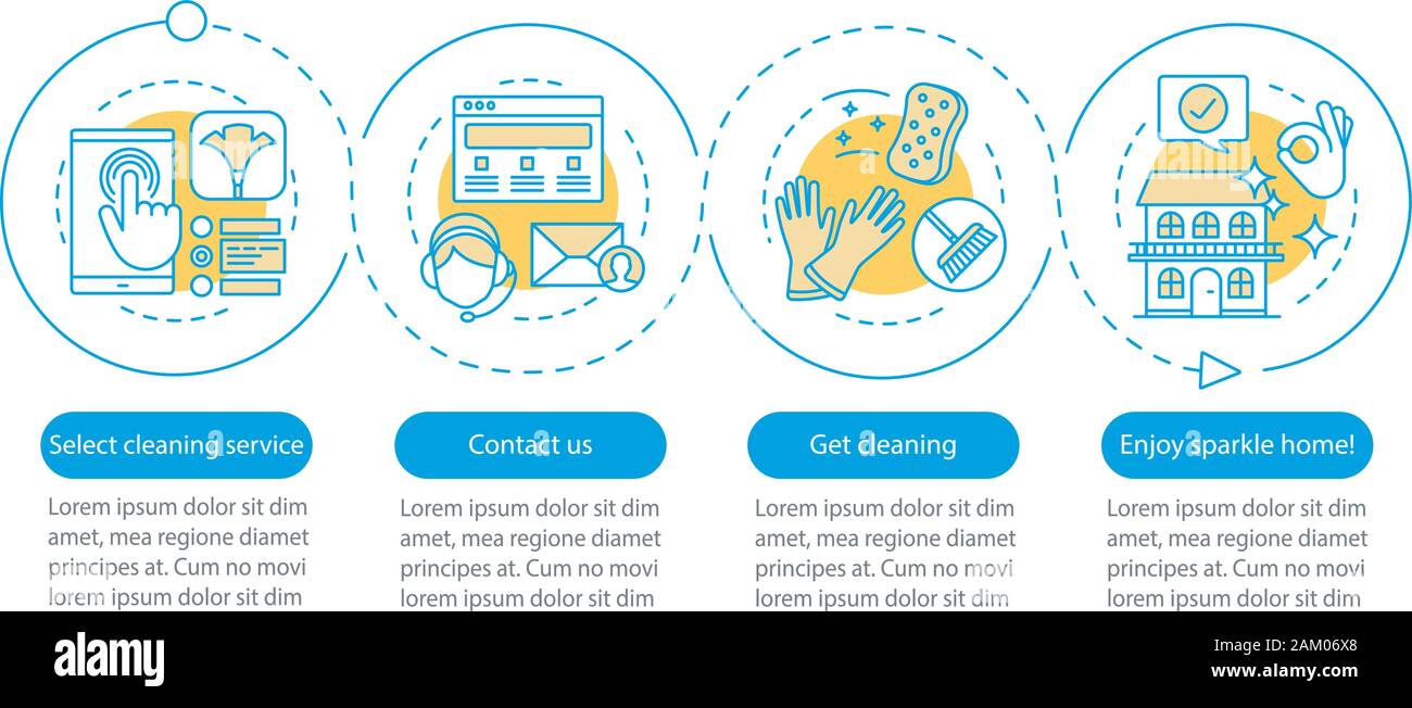 Cleaning service booking vector infographic template. Cleanup planning ...