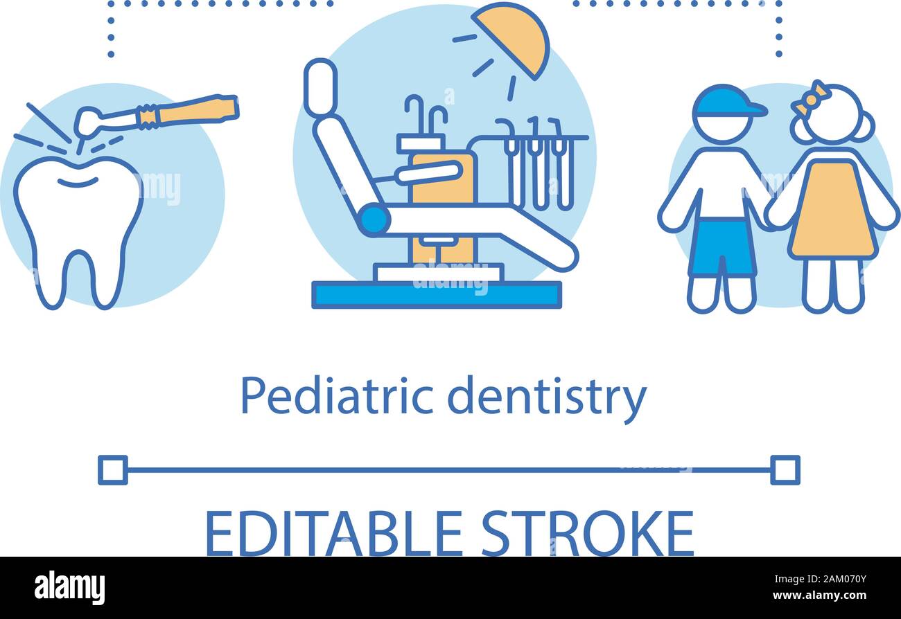 Pediatric dentistry concept icon. Dentist chair. Caries prevention ...