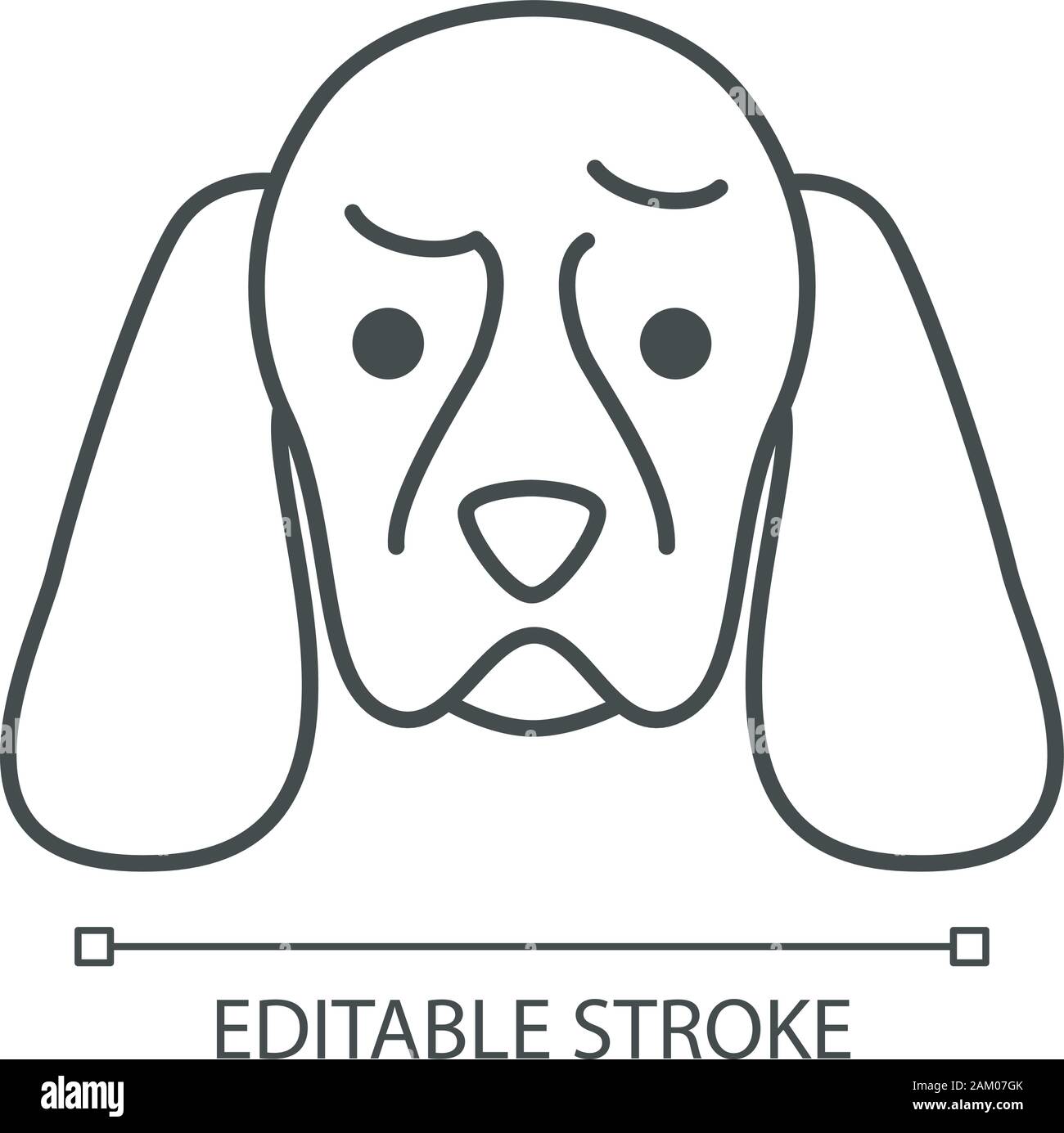 Cocker Spaniel cute kawaii linear character. Thin line icon. Dog with ...