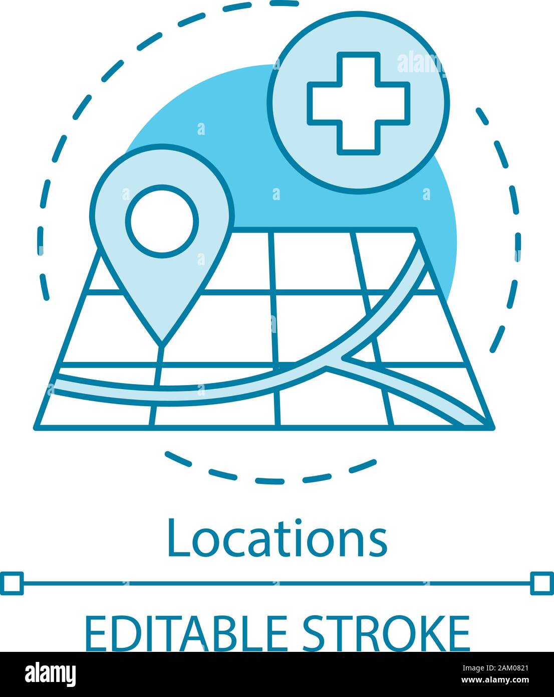 Locations concept icon. First aid geoposition. Affordable medical care ...