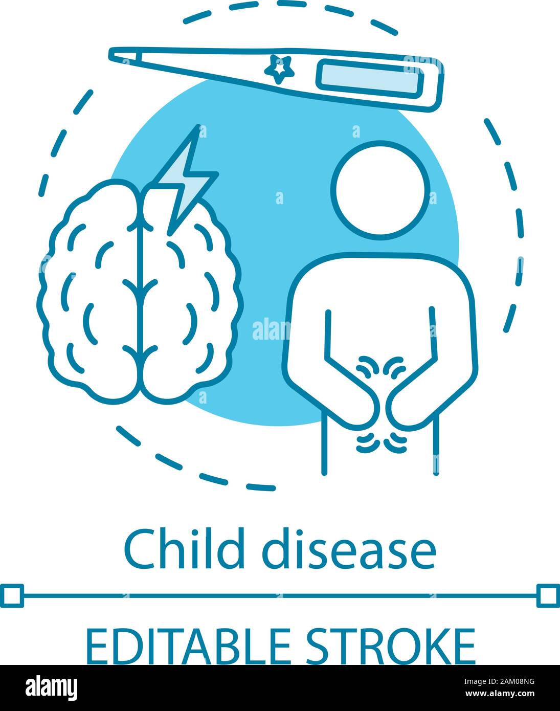 Child disease concept icon. Disease symptoms. Infection. Temperature ...
