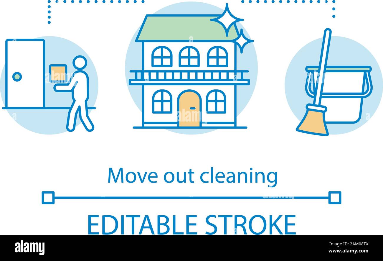 Move out cleaning concept icon. Cleanup services idea thin line ...