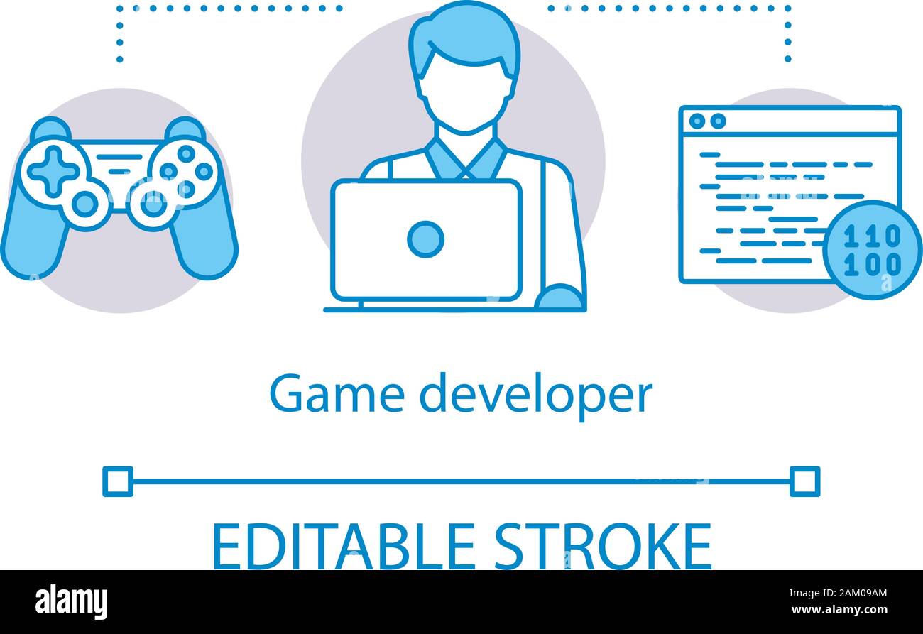 Game developer concept icon. Entertainment program development. Gaming ... Game developer concept icon. Entertainment program development. Gaming ...