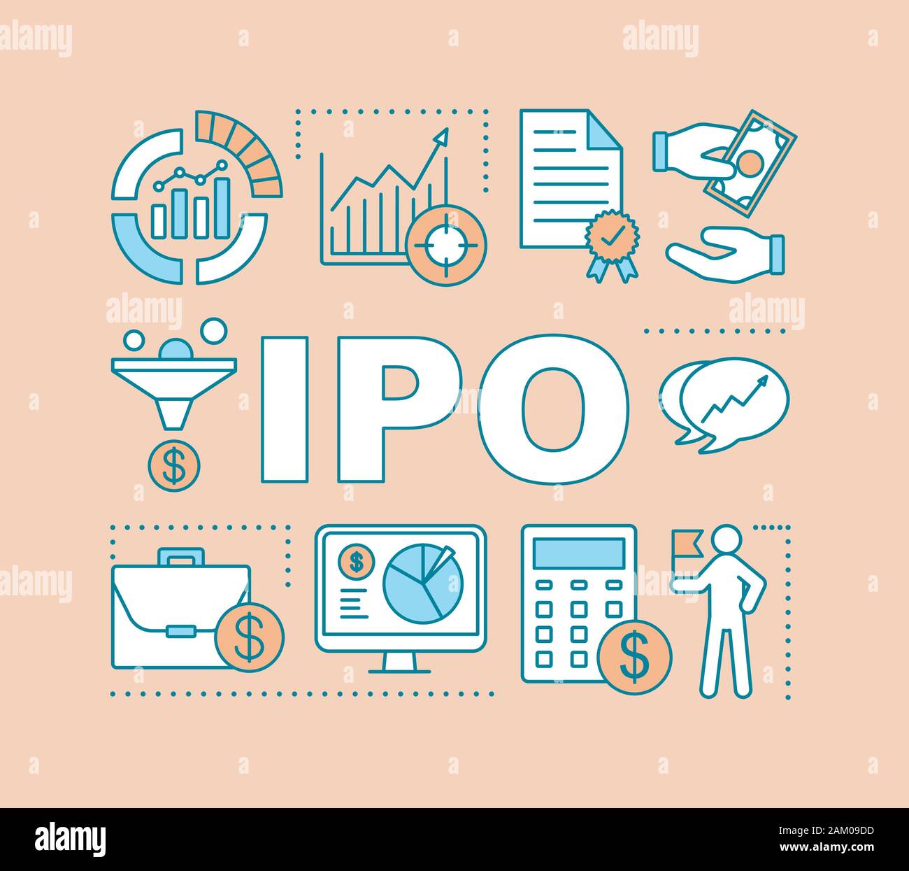 IPO word concepts banner. Initial public offering. Venture investing ...
