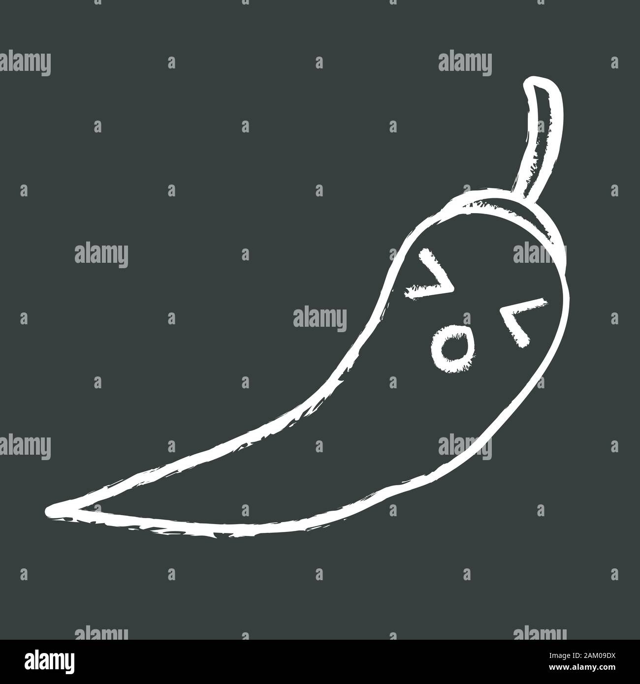 Chilli cute kawaii chalk character. Persevere vegetable with dizzy face ...