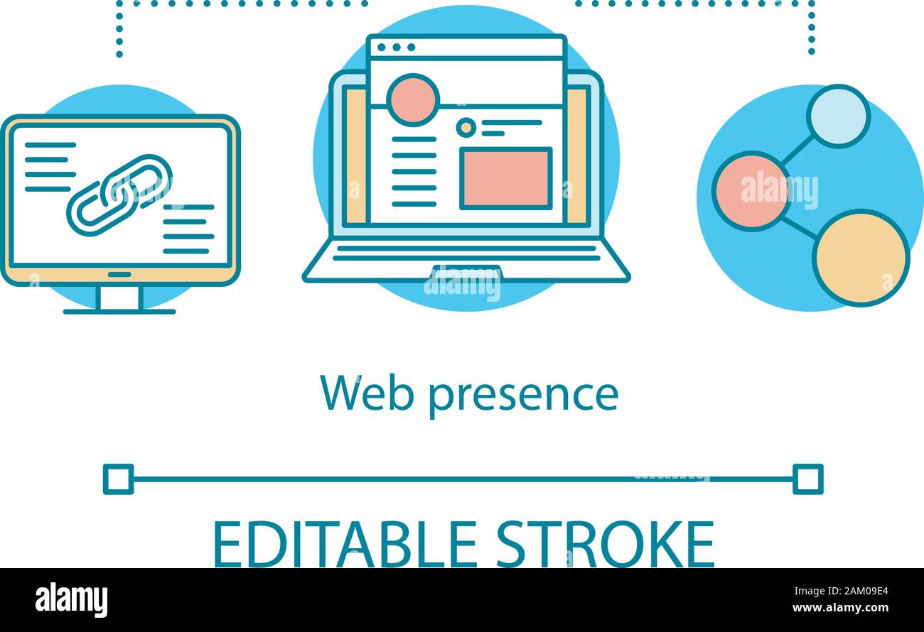 Web presence concept icon. Social media website idea thin line ...