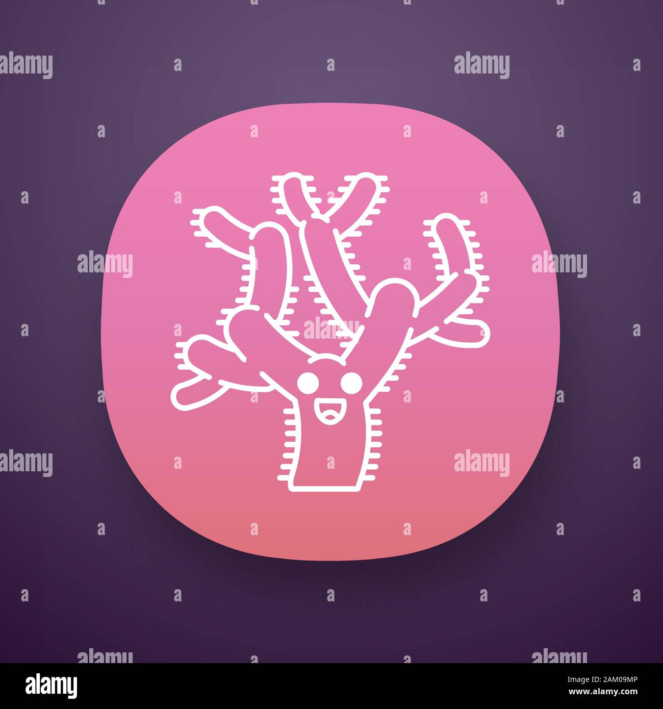 Teddy bear cholla app icon. Cactus with laughing face. Cylindropuntia ...