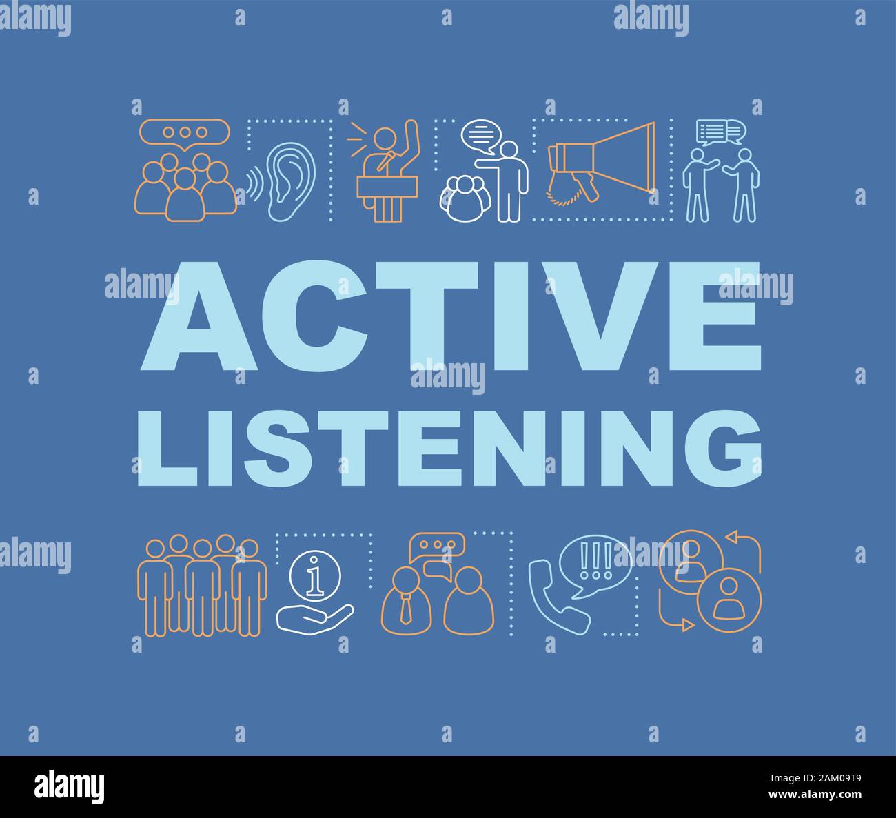 Active listening word concepts banner. Marketing campaign. Oratory ...