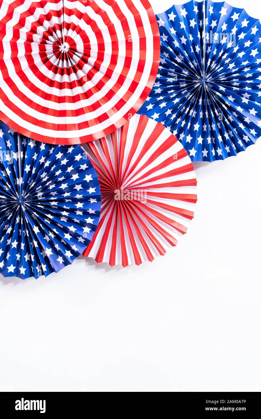 Red, white, and blue paper fans for July 4th celebration Stock Photo ...