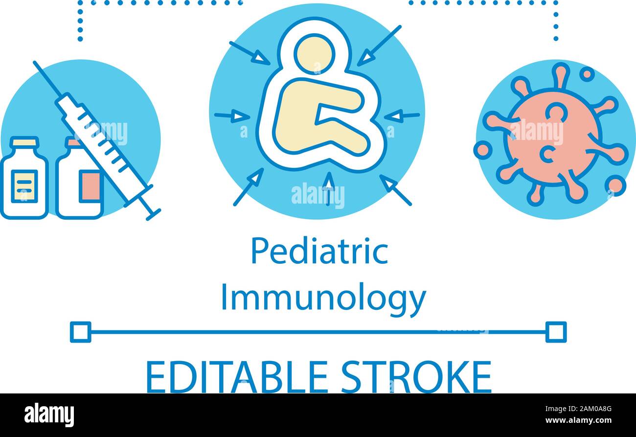 Pediatric immunology concept icon. Kid immunity. Vaccination. Virus and ...