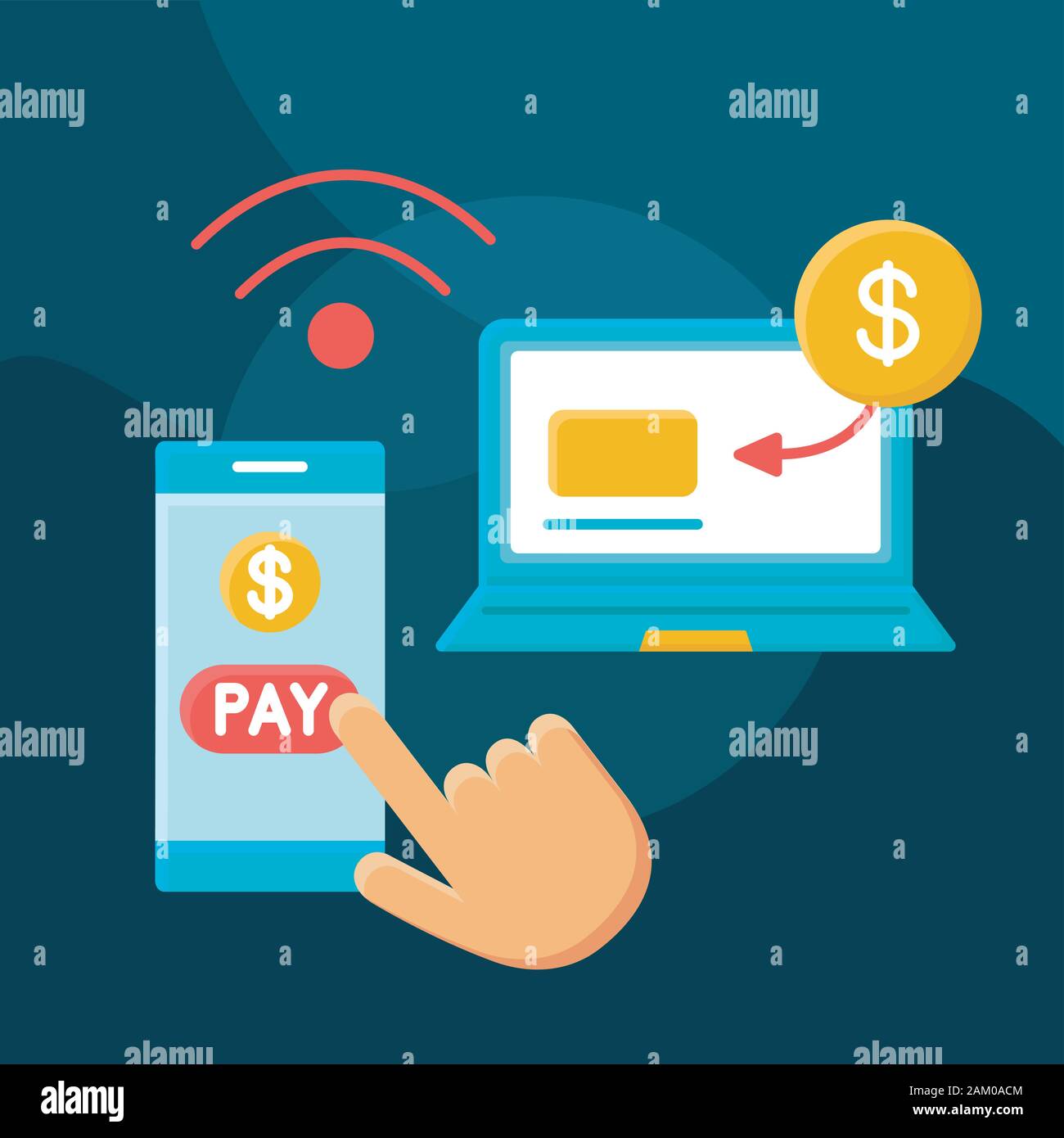 Online bill pay flat concept vector icon. Internet banking cartoon ...