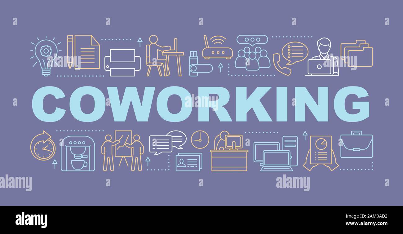 Coworking word concepts banner. Office work. Secretary. Management ...