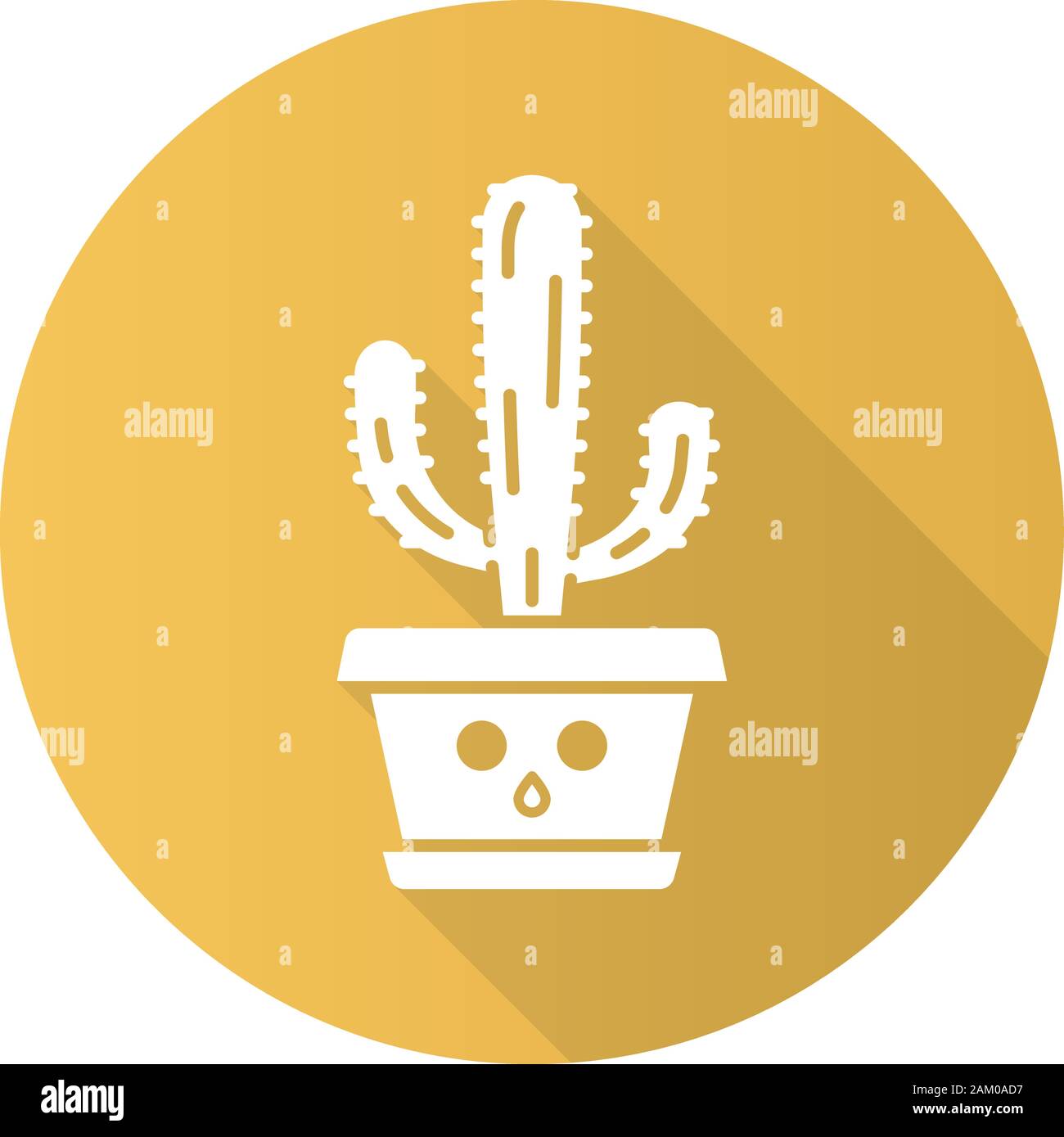 Elephant cactus flat design long shadow glyph icon. Pachycereus with ...