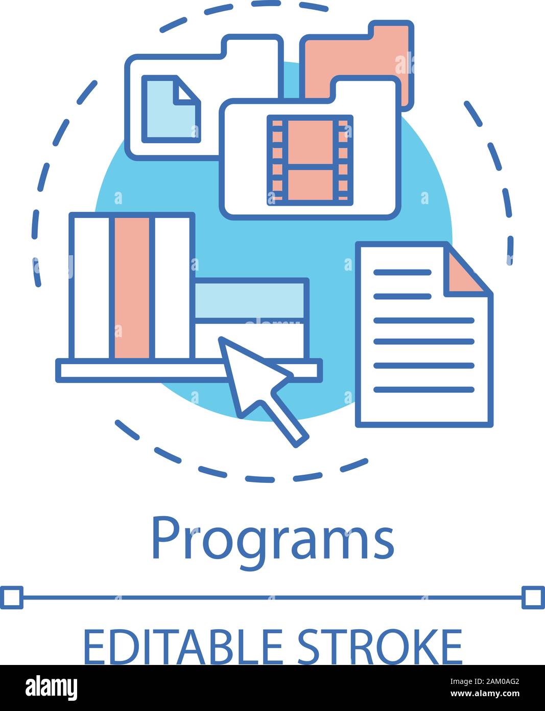 Programs concept icon. Required computer file selection. Electronic ...