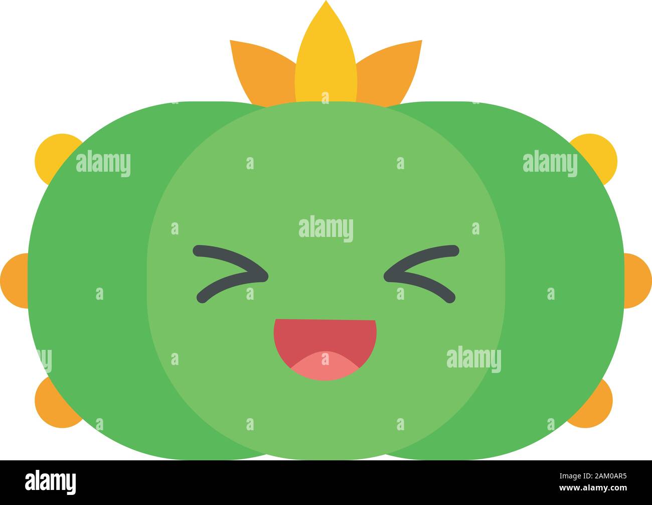 Peyote cactus flat design long shadow color icon. Cactus laughing face ...