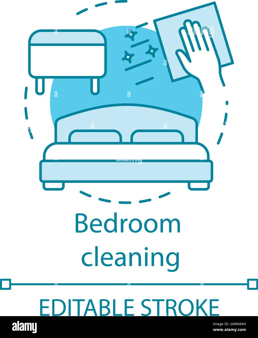 Bedroom cleaning concept icon. Home cleanup idea thin line illustration ...