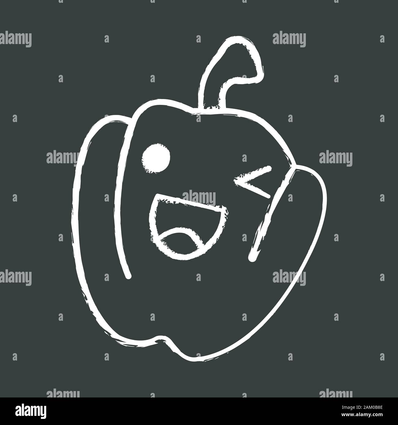 Bell pepper cute kawaii chalk character. Happy winking vegetable with ...