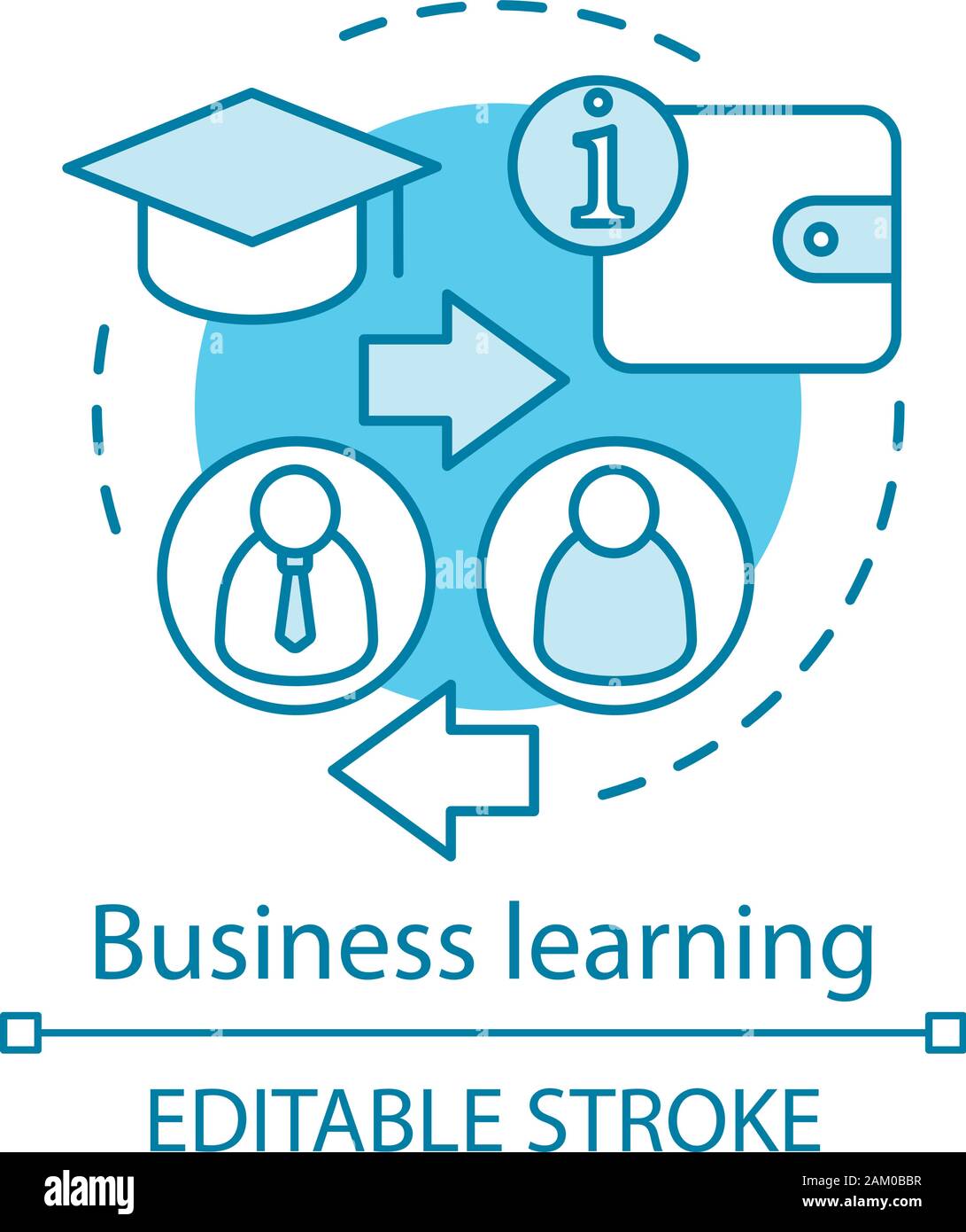 Business learning concept icon. Training future specialists. Young ...