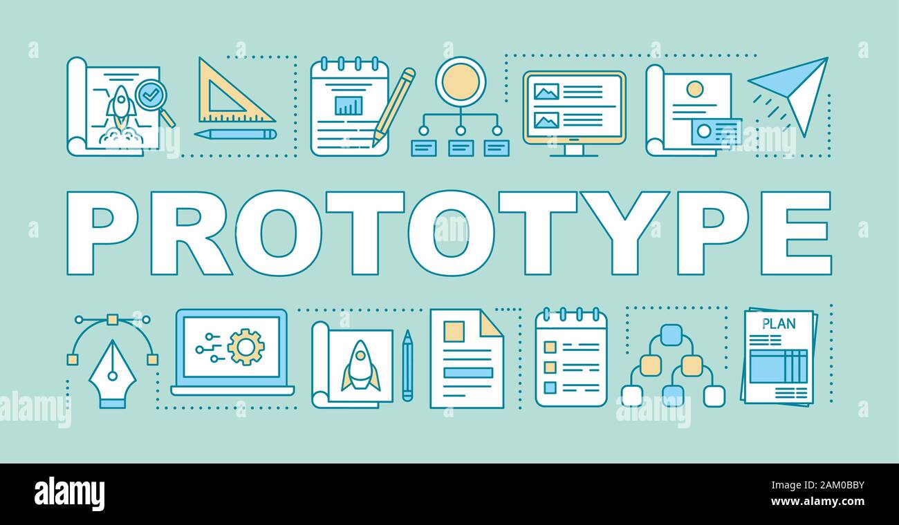 Prototype word concepts banner. Pilot project. Startup launch ...