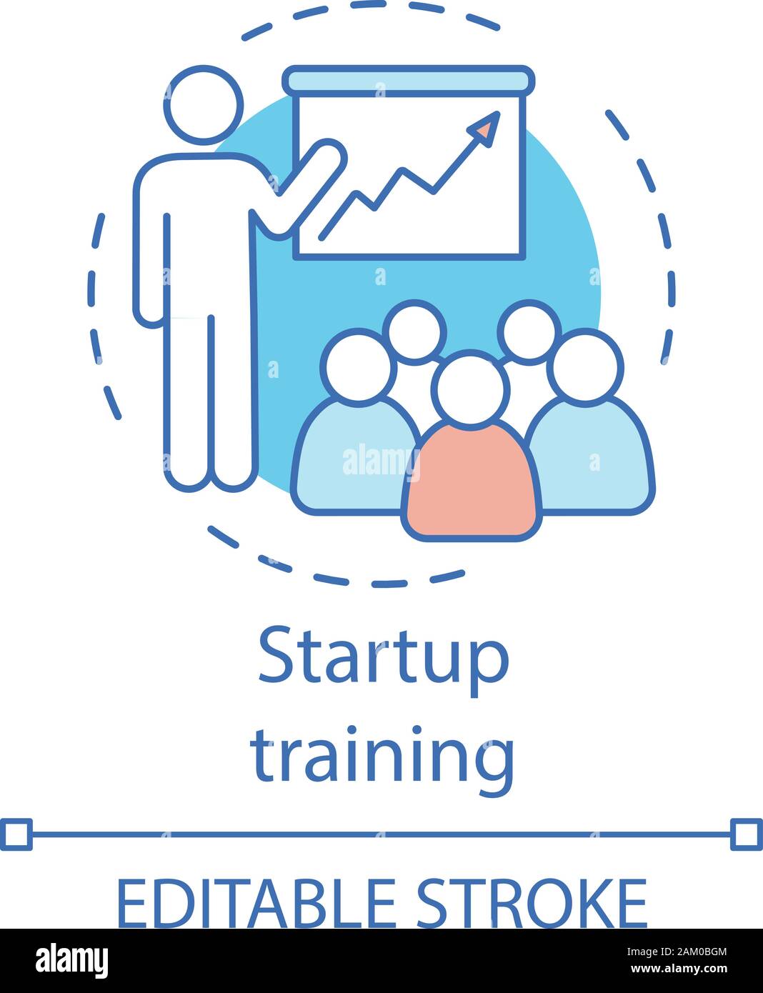 Startup training concept icon. Economic seminar. Speaker and audience ...