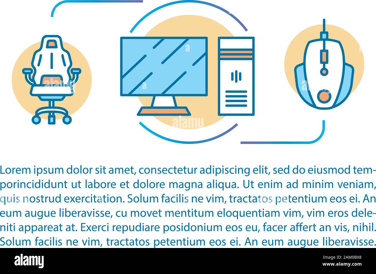 Gaming environment article page vector template. Esports equipment ...