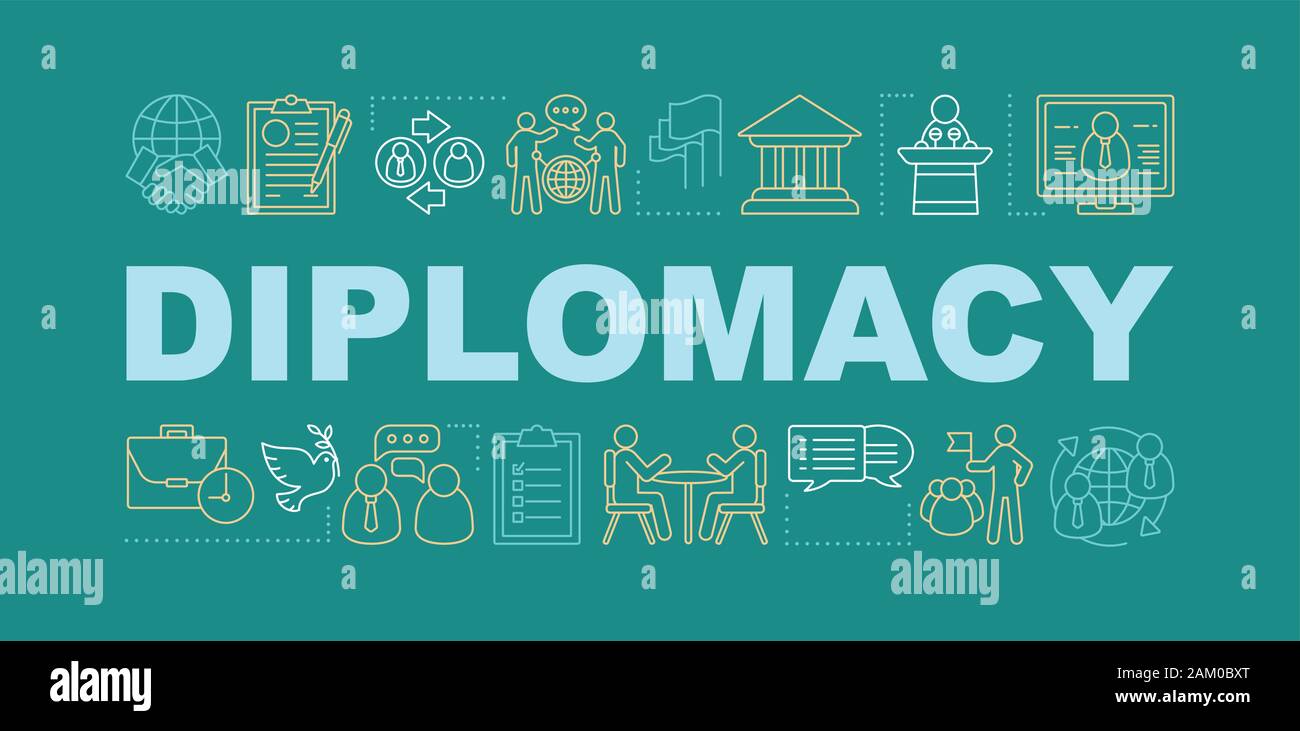 Diplomacy word concepts banner. Communication, public speaking skills ...