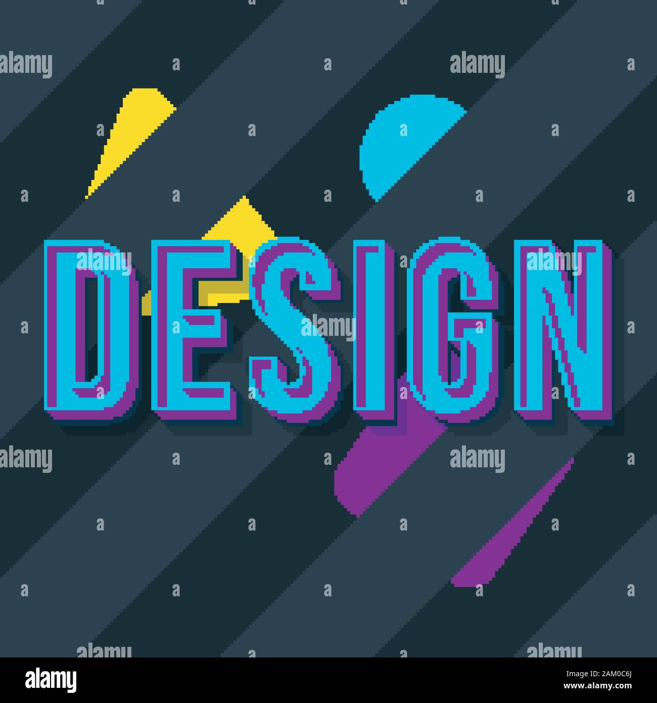 Design vintage 3d lettering. Retro bold font. Pop art turquoise ...