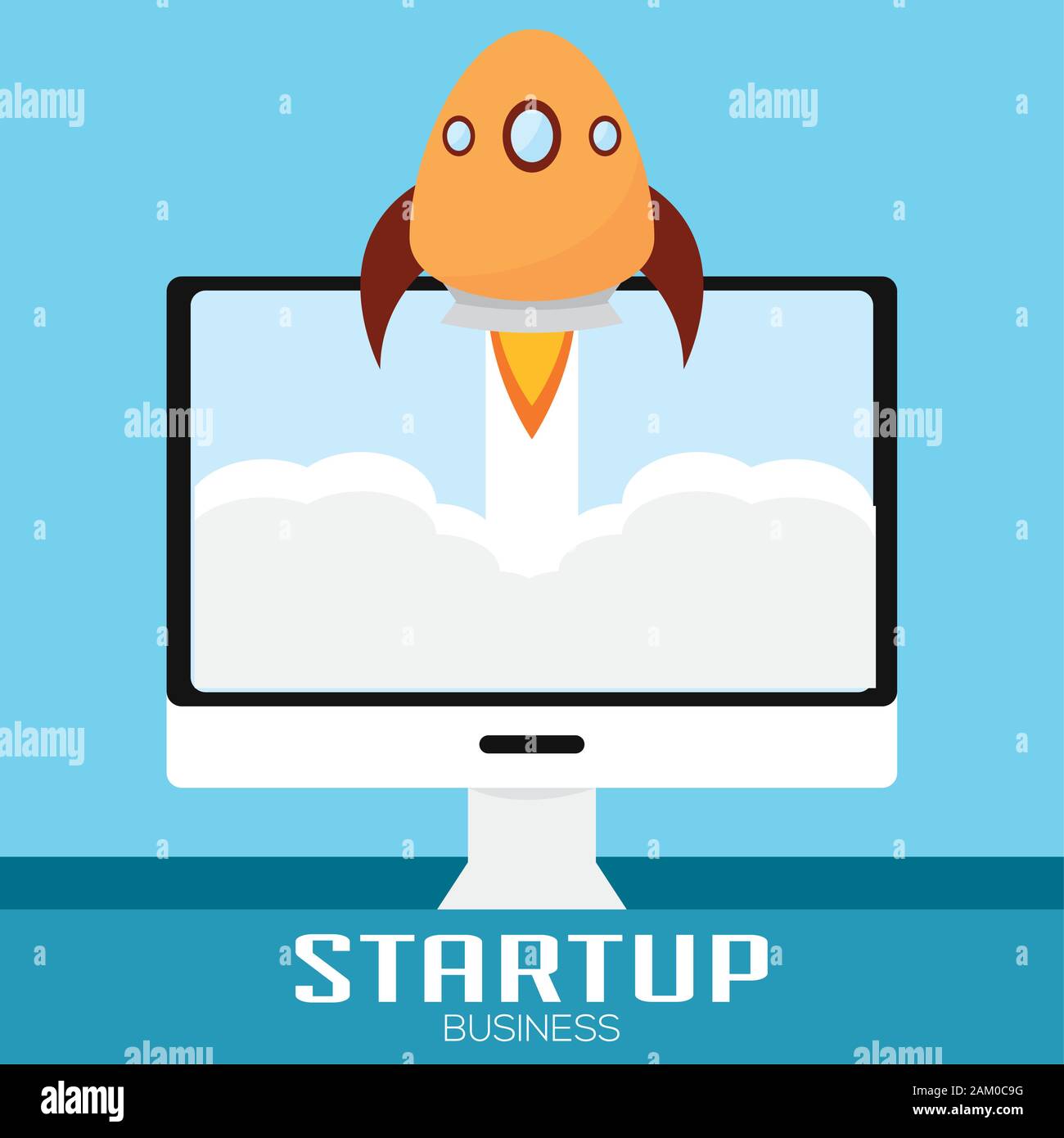 Startup poster with a rocket - Vector illustration design Stock Vector ...