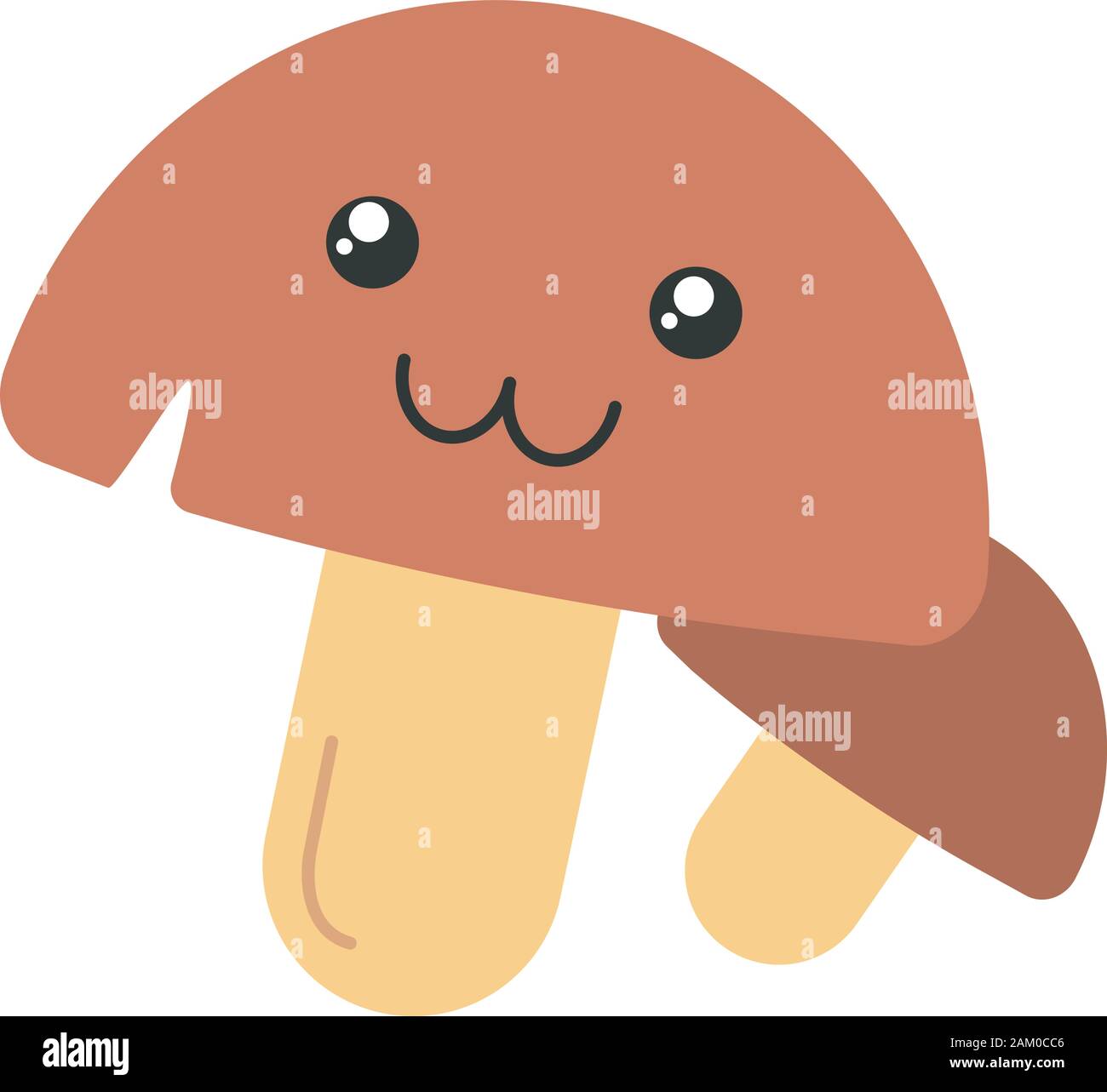 Mushrooms cute kawaii flat design long shadow character. Happy and ...