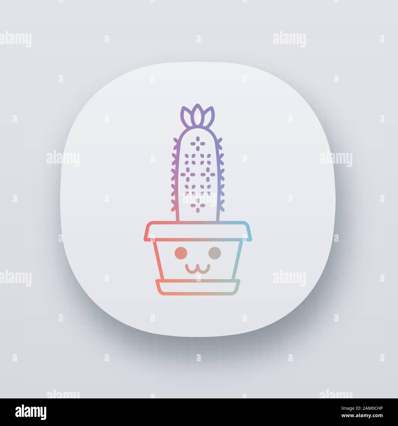 Hedgehog cactus app icon. Cactus with smiling face. Echinopsis with ...