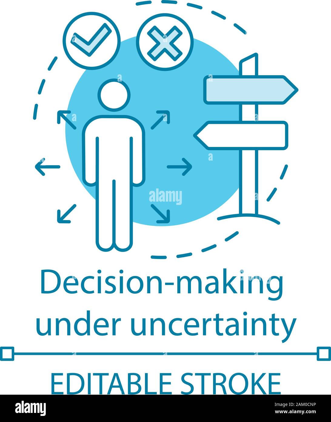 Decision-making under uncertainty concept icon. Ways to solve problem ...