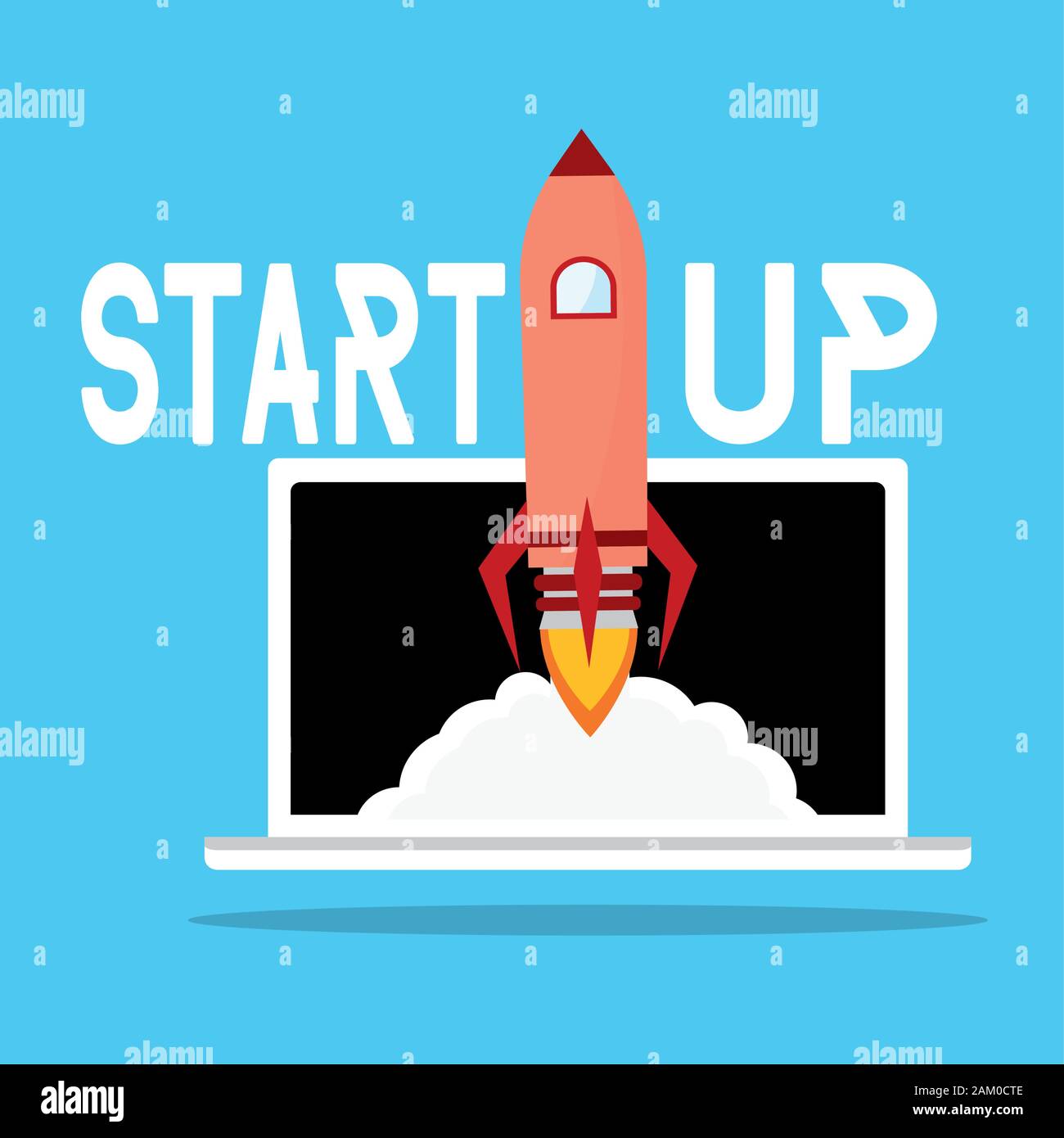 Startup poster with a rocket - Vector illustration design Stock Vector ...
