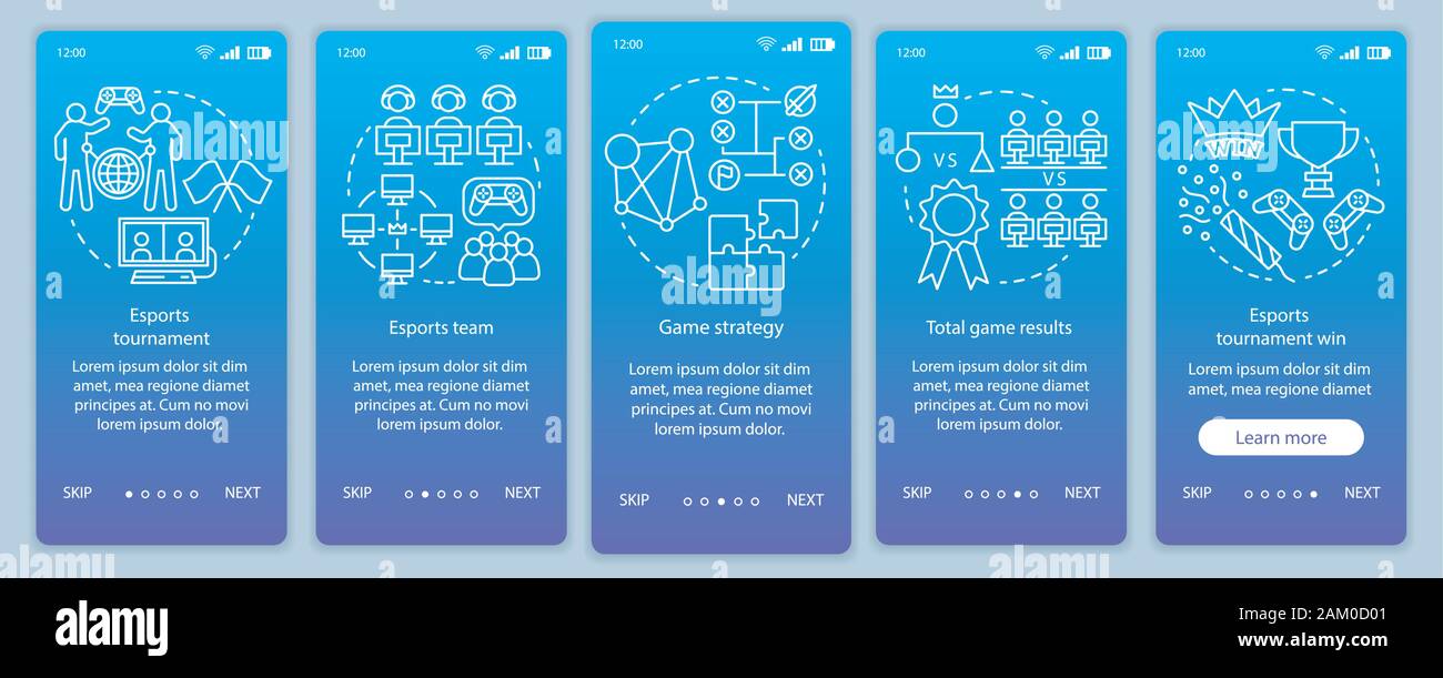 Esports tournament onboarding mobile app page screen vector template ...
