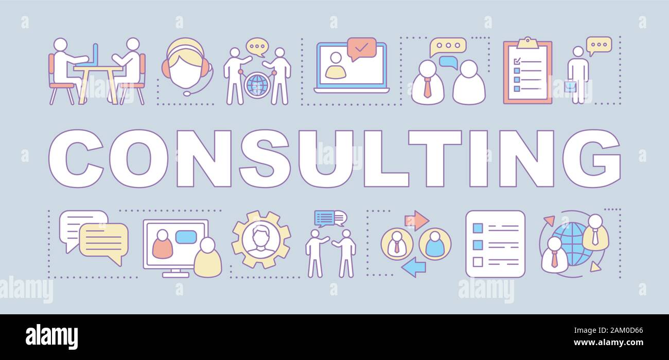Consulting word concepts banner. Business discussion, negotiation ...